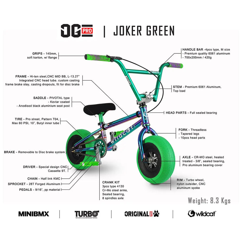 Mini BMX Pro Series Joker Green | Wildcat Mini BMX | No 1 BMX Mini
